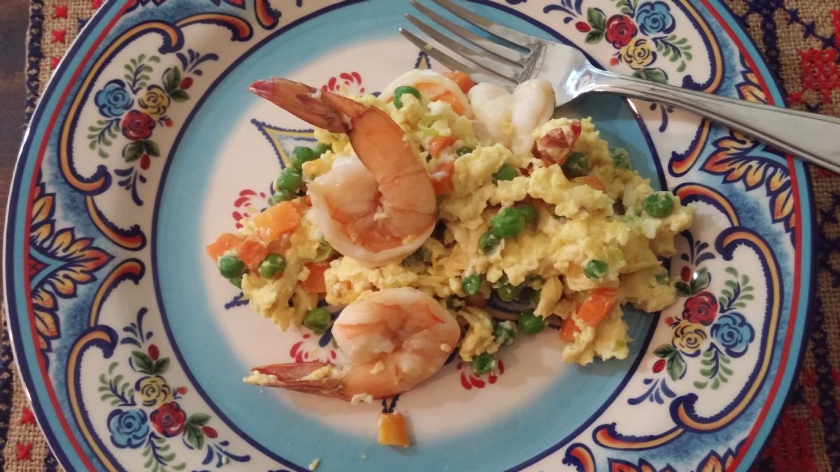 Breakfast shrimp scramble Recipe | SparkRecipes