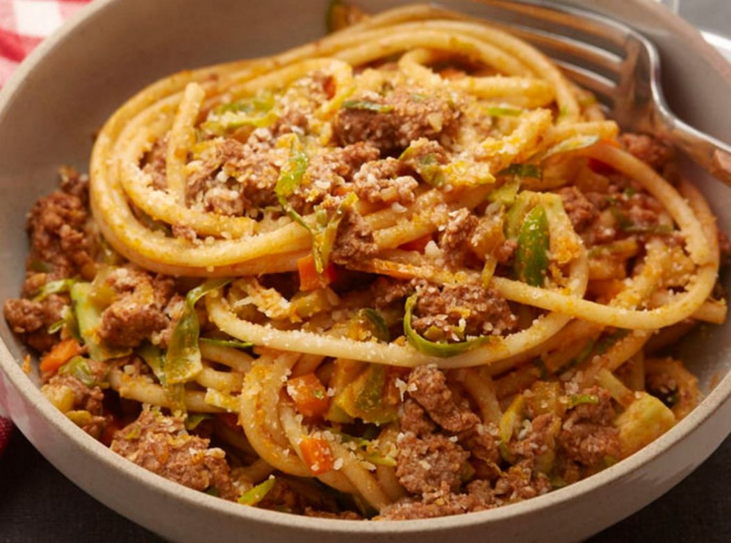 Bucatini Pasta Bolognese Recipe | SparkRecipes