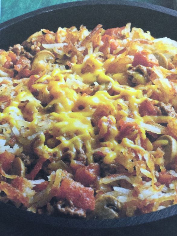 Cheesy Hash Brown Skillet Dinner Recipe | SparkRecipes