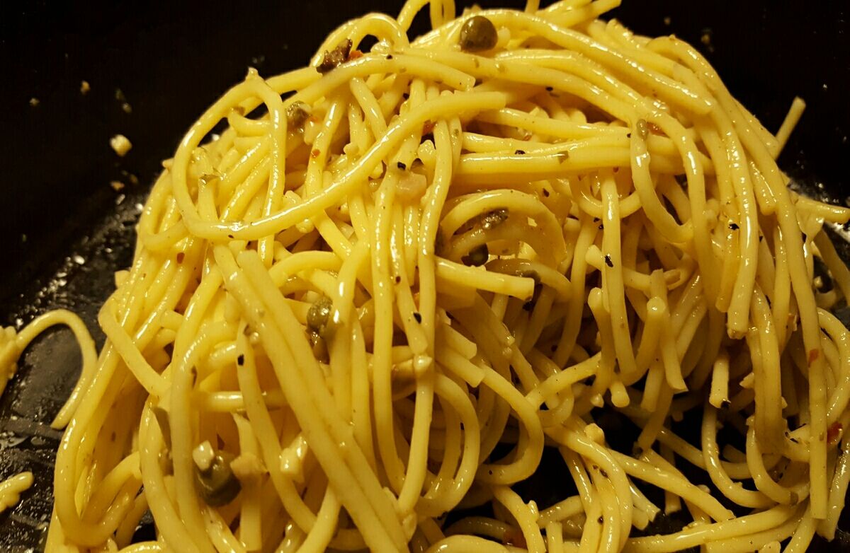 Garlic butter pasta with capers Recipe | SparkRecipes