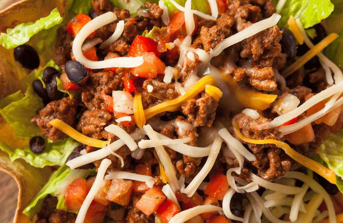 Lean and Beefy Taco Salad Recipe | SparkRecipes