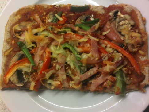 Wholewheat Homemade Vegetable and Turkey Ham Pizza Recipe | SparkRecipes