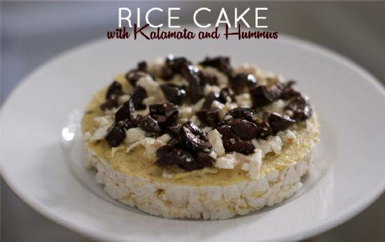 Rice Cake with Kalamata and Hummus Recipe | SparkRecipes